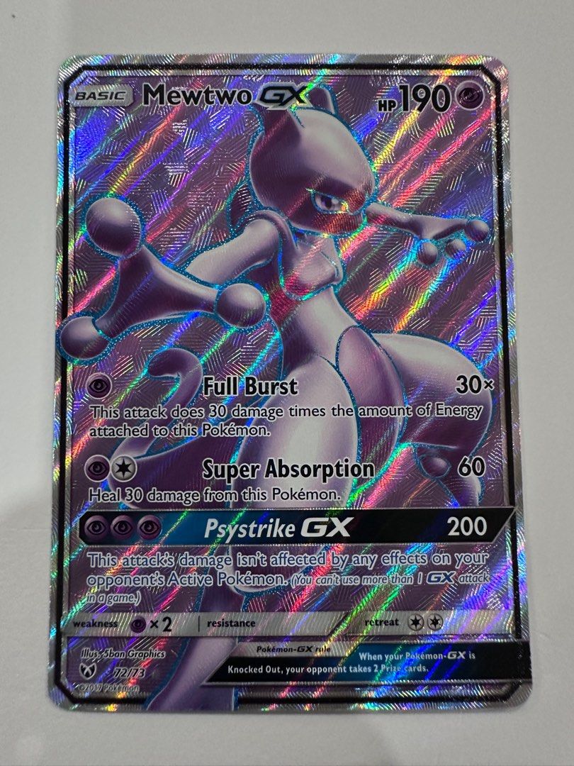 MEWTWO GX 72/73 Full Art Shining Legends Ultra Rare Pokemon Card ...