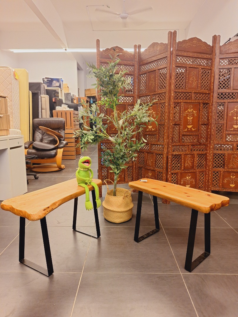 (New) Greenage Cedar Roots Stool with Flat Iron Legs* | (Baru) Hasil ...