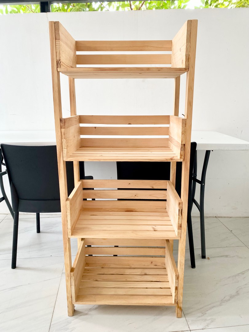 Open Crate Rack 4-layers Natural Finish, Furniture & Home Living ...