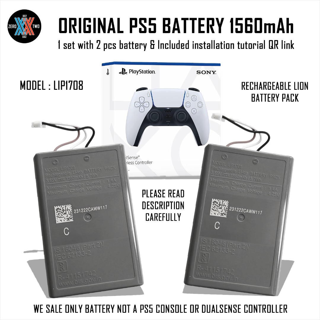 Original Sony PS5 ONLY Battery 1 Pair (2PCS) 1560mAh Rechargeable ...