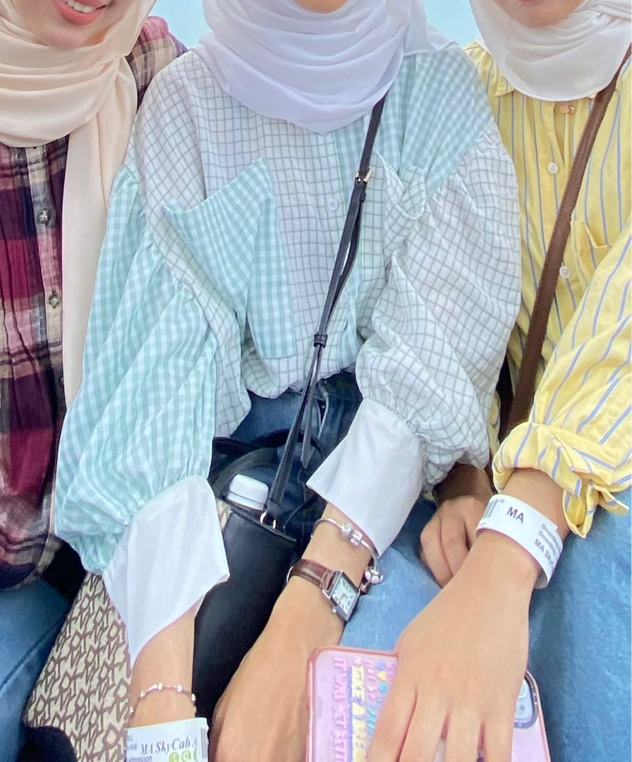 oversized mint green grid shirt, Women's Fashion, Tops, Blouses on ...