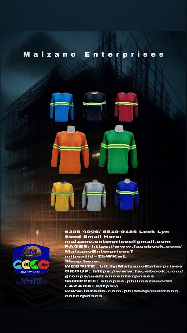 Plain Construction Cotton Long Sleeves with Reflector and cuffs ...
