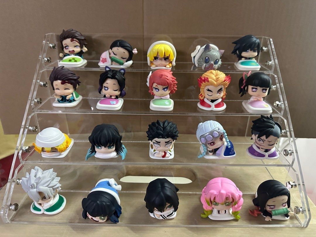STASTO Demon Slayer Sleeping Doll Set + Acrylic Ladder Display Stand ...