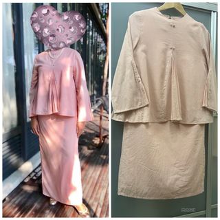 Sueka Sueka Feisty A-line Kurung Set in Burnt Orange, Women's Fashion ...