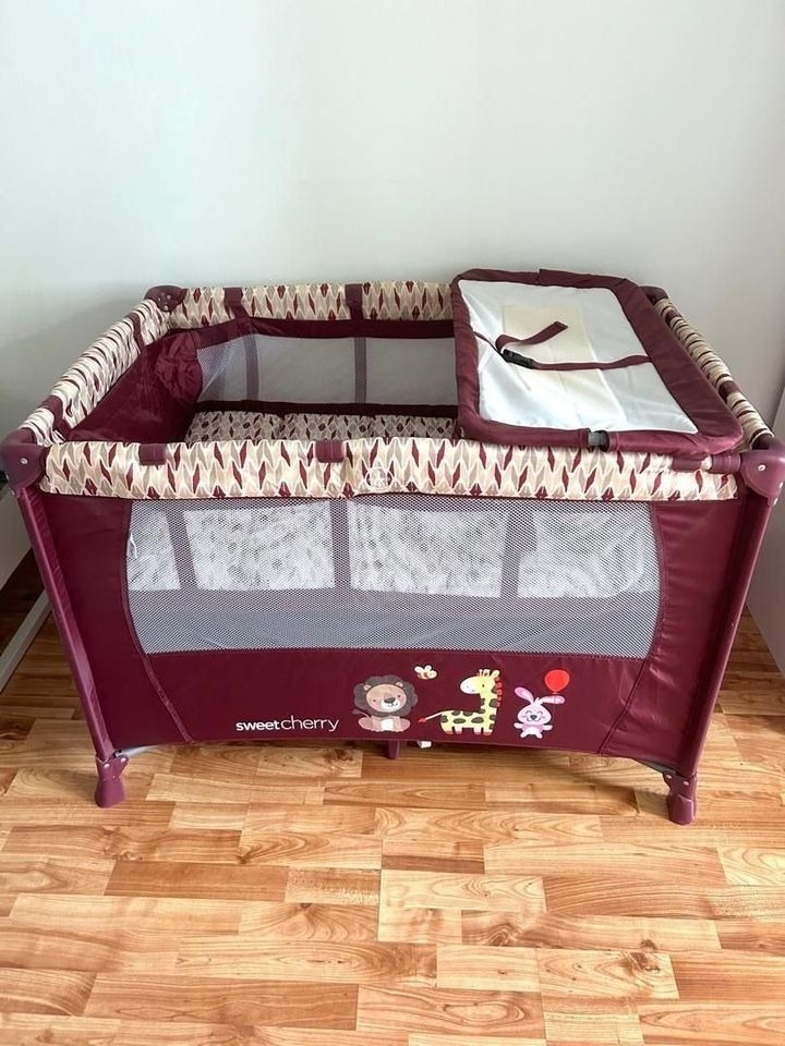 Sweet Cherry Panda PlayPen Cot- Hardly Used, Like New, Babies & Kids ...