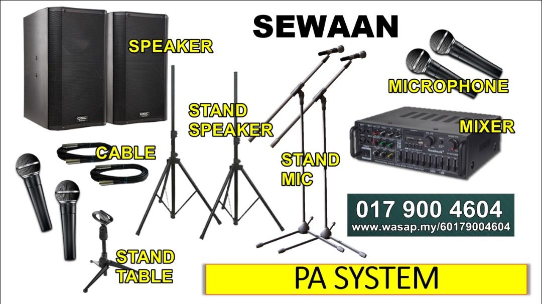Sewa Rental Set PA System Lengkap Speaker Stand Wireless Microphone ...