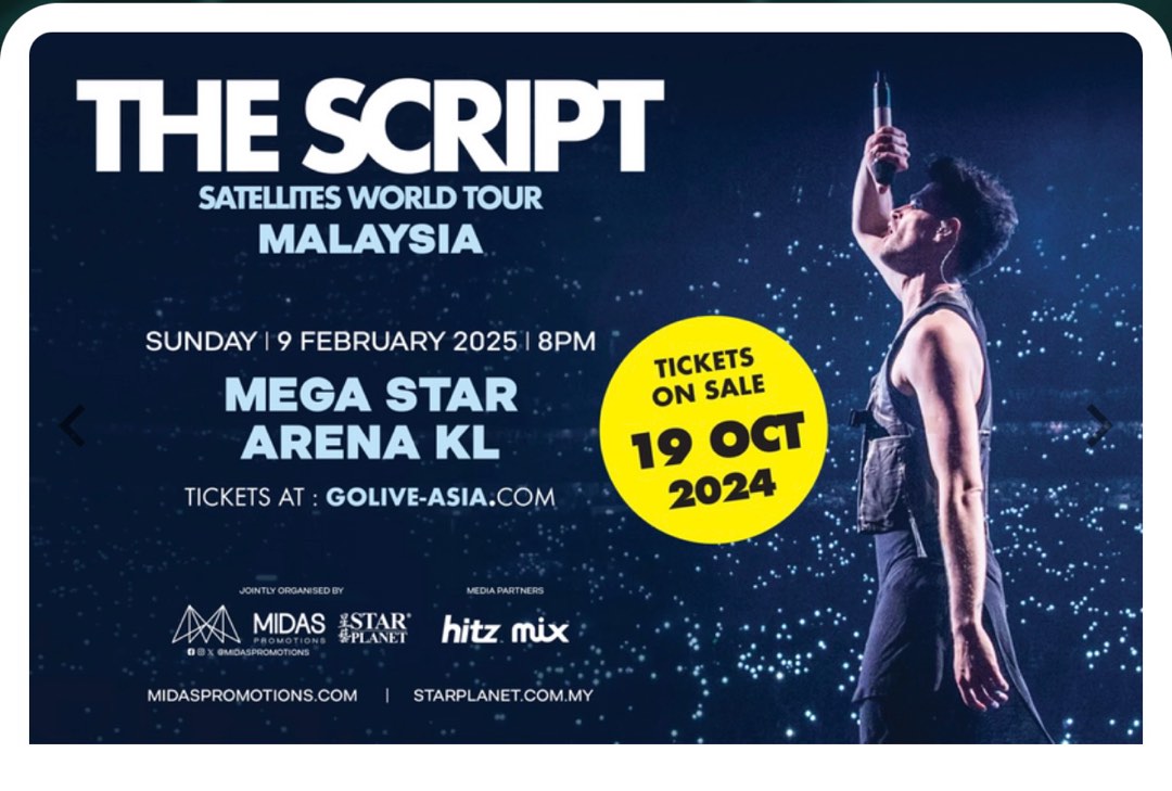 The Script Satellites World Tour Malaysia 2025, Tickets & Vouchers ...