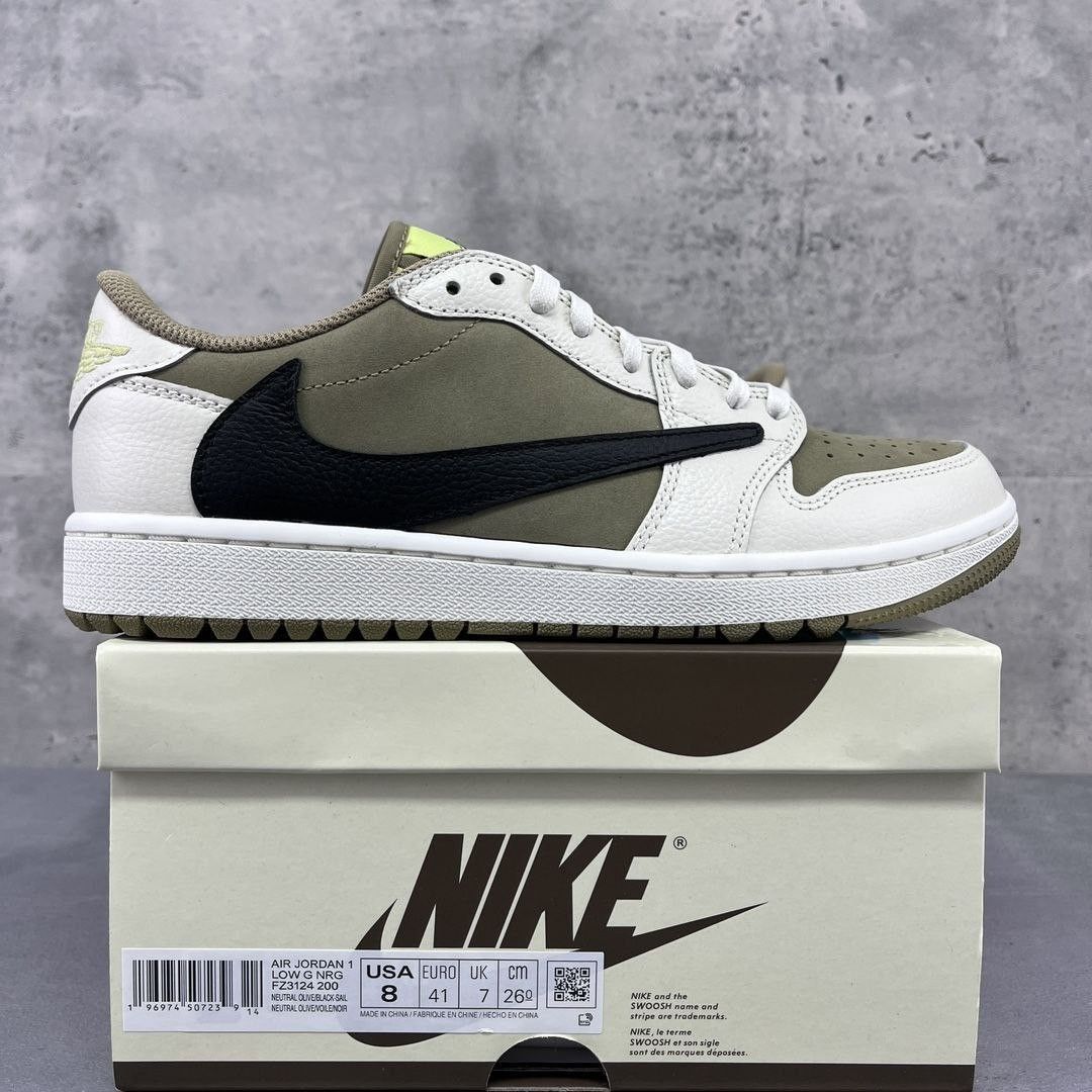 Travis AJ1 Low Golf 'Neutral Olive' FZ3124-200, Men's Fashion, Footwear ...