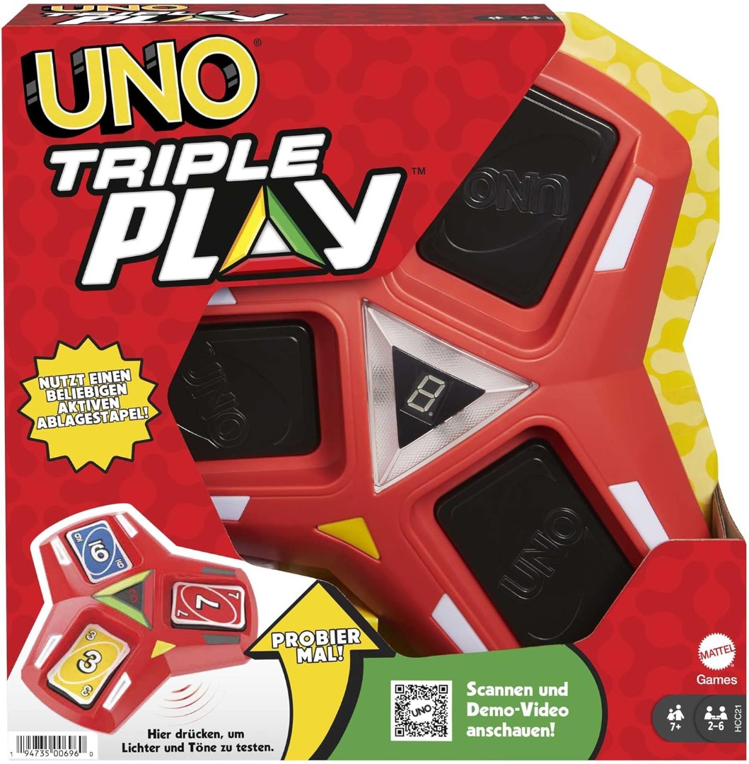 UNO Triple Play Card Game with Card-Holder Unit with Lights & Sounds ...