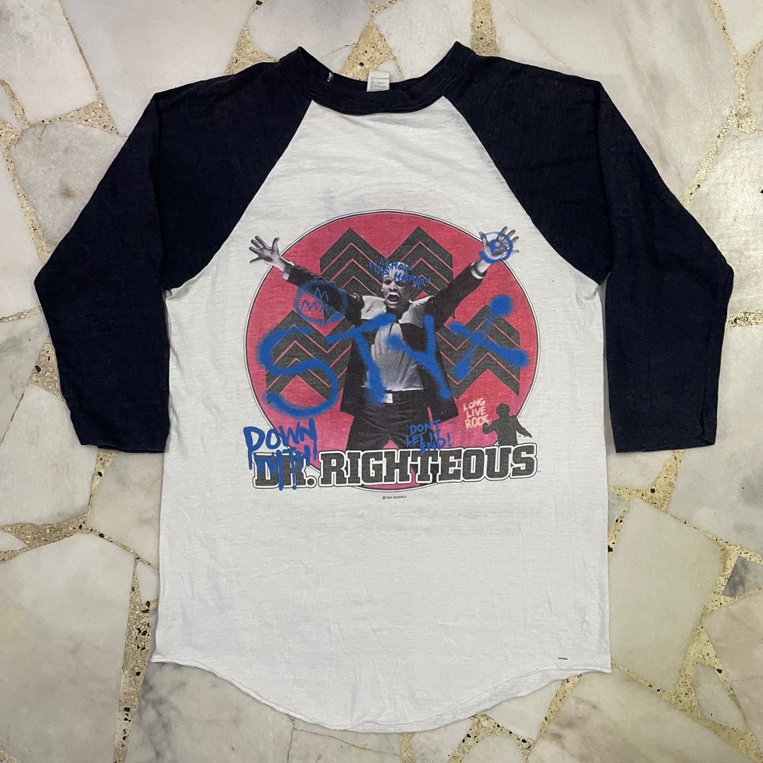 Vintage 1983 STYX Kilroy Was Here Tiga Suku 3Q 3/4 Shirt, Men's Fashion ...