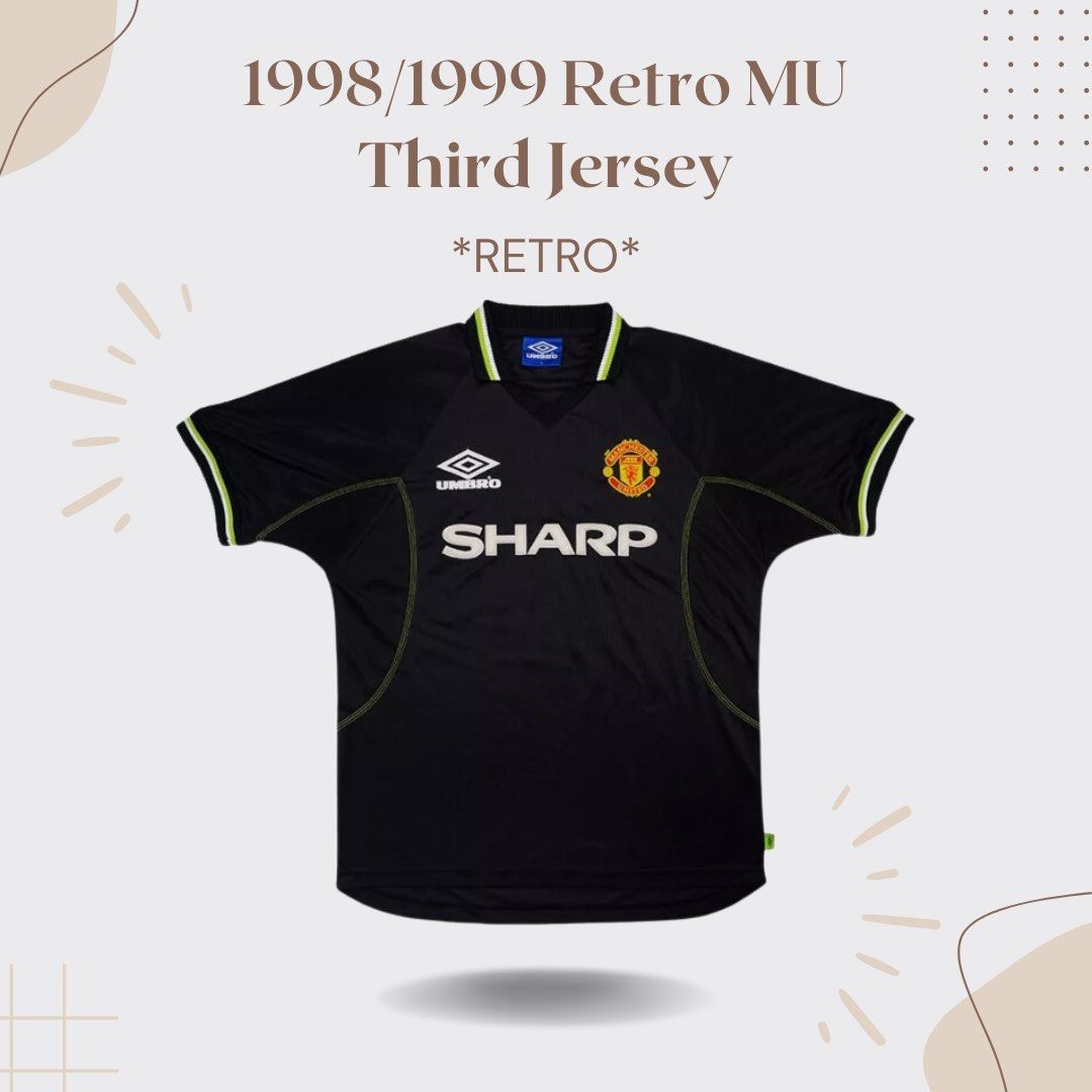 Vintage Classic Manchester United 98/99 Third Retro Black Football ...