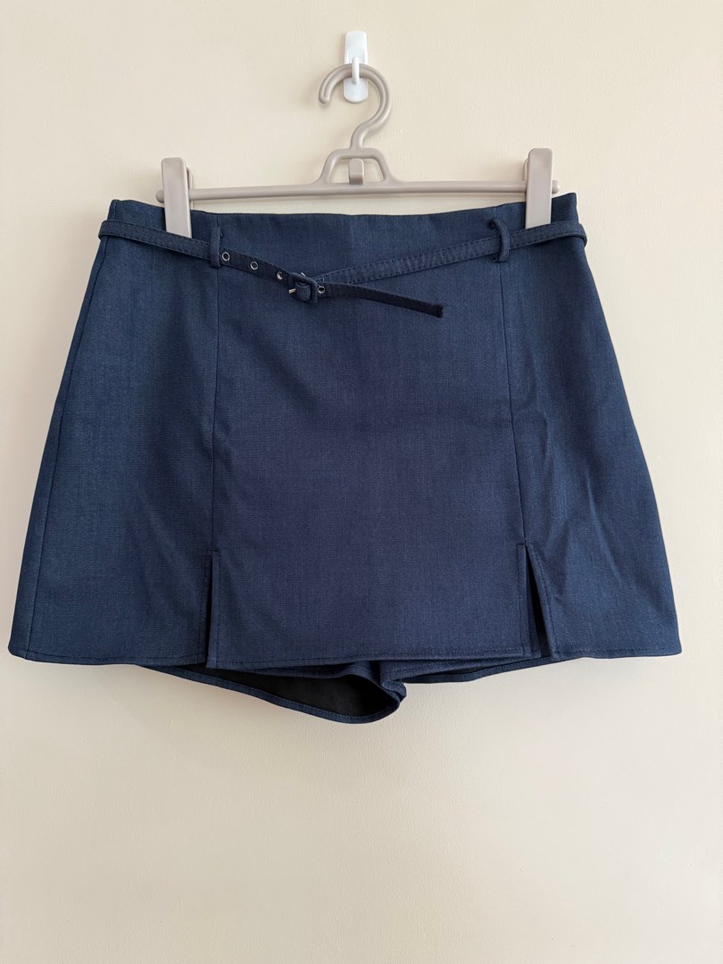 Zara Dark Blue Skort with Belt, Women's Fashion, Bottoms, Other Bottoms ...