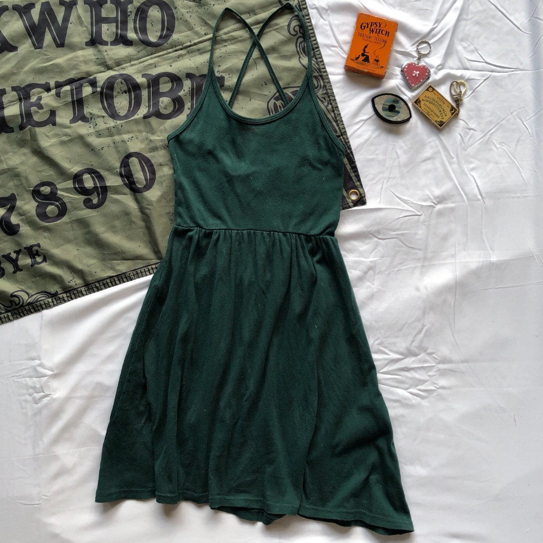 American Apparel AA Emerald Green Halter X Cross Back Strappy Skater ...