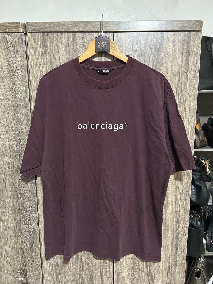 Balenciaga maroon, Men's Fashion, Tops & Sets, Tshirts & Polo Shirts on ...