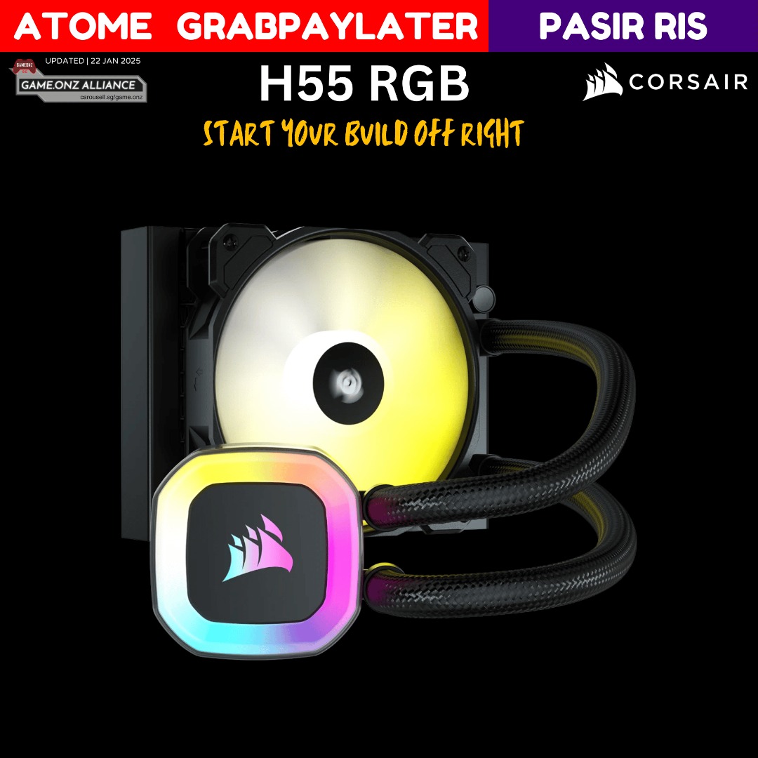 CLEARANCE | CORSAIR H55 RGB AIO 120 | LIQUID COOLER ALL IN ONE ALL-IN ...