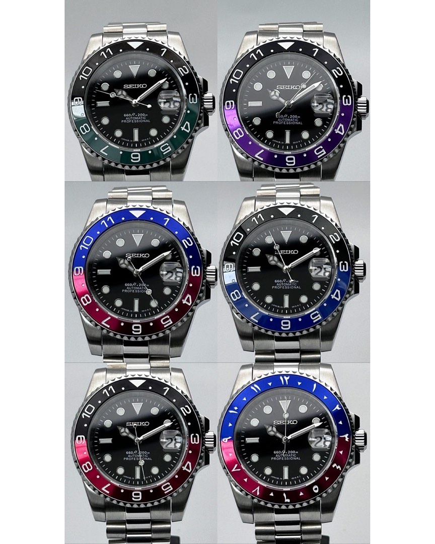 Custom Seiko Mod 40mm Dual Time Automatic Watch, Luxury, Watches on ...
