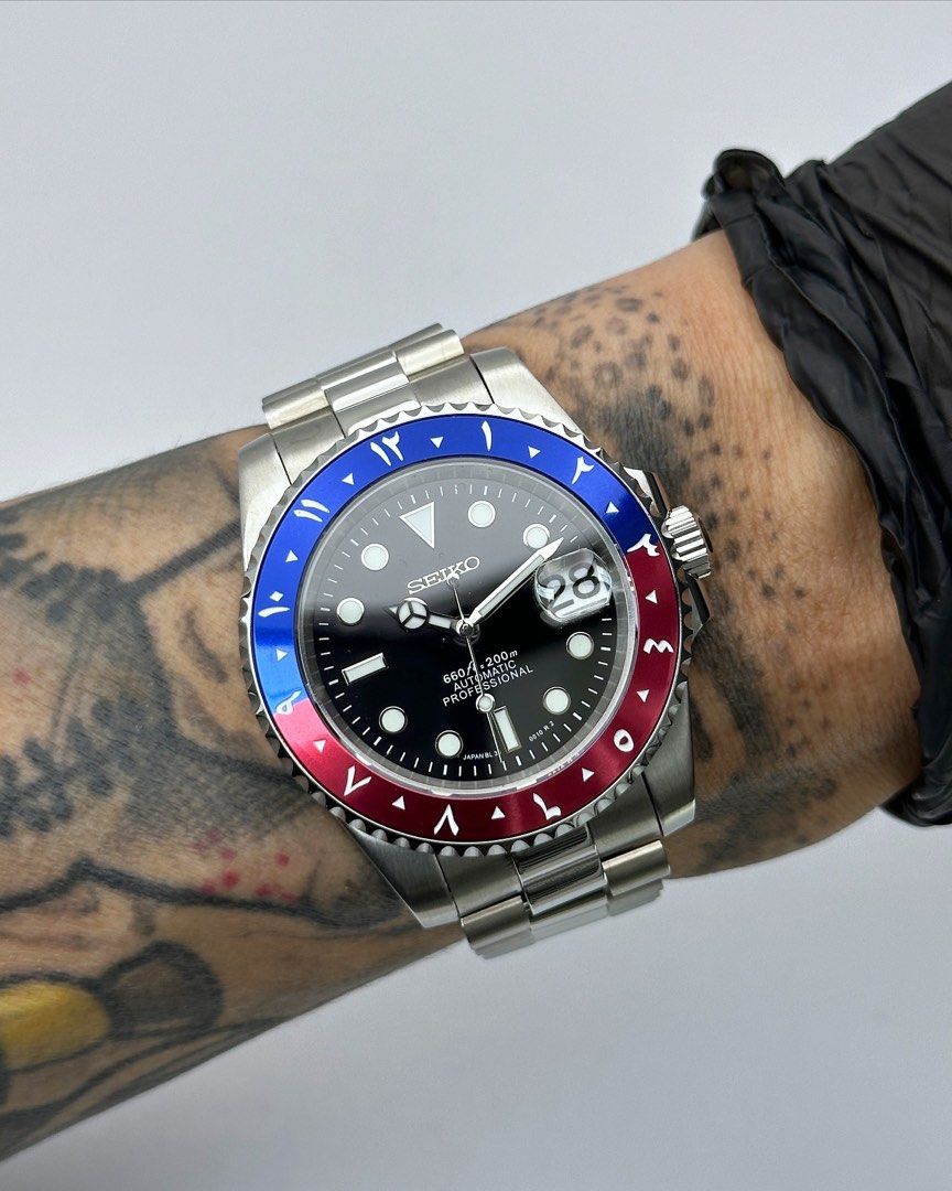 Custom Seiko Mod 40mm Dual Time Automatic Watch, Luxury, Watches on ...