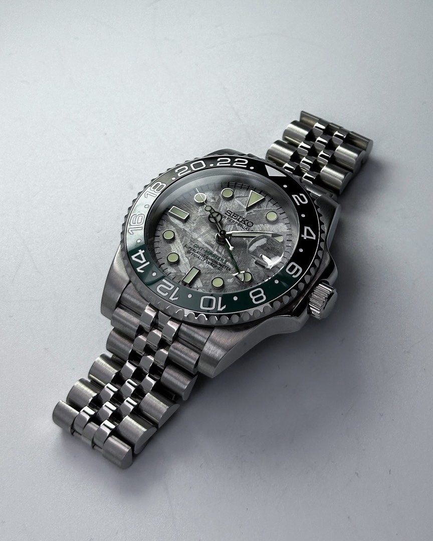Custom Seiko Mod 40mm Premium Meteorite Sprite GMT-Master II Automatic Watch, Luxury, Watches on ...