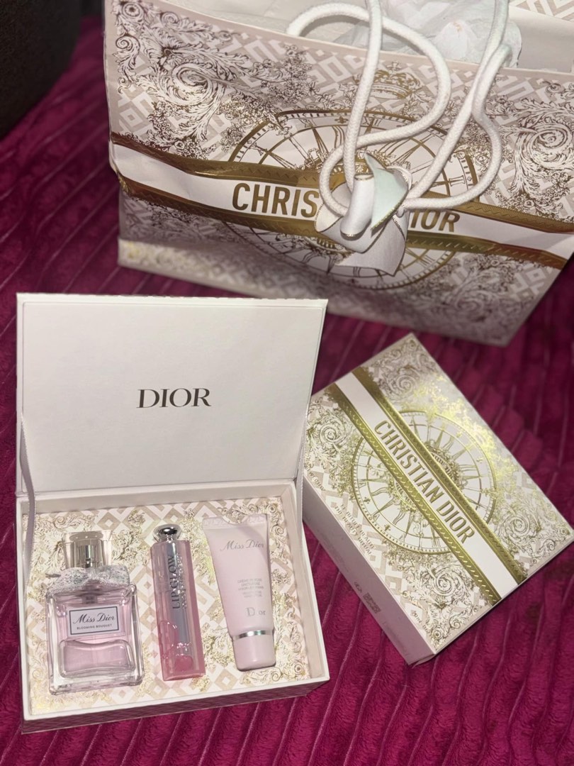 Dior perfume set with hand cream and lip glow, Beauty & Personal Care ...