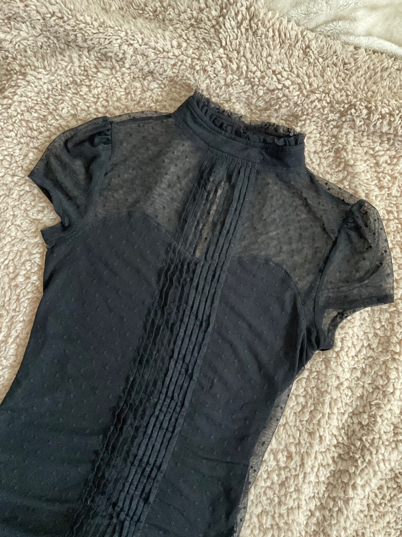 Guess black fatal frame mesh lace high neck top | y2k vintage alt ...