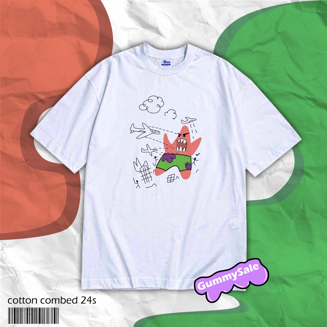 T-Shirt Tanda Tangan Patrick Star, Fesyen Pria, Pakaian , Atasan di ...