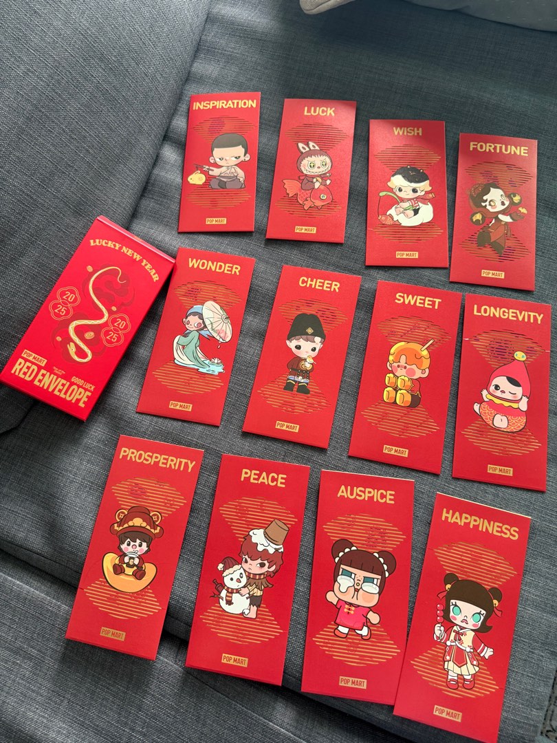 Pop Mart 2025 Angpao Packets Set of 12, Hobbies & Toys, Collectibles ...