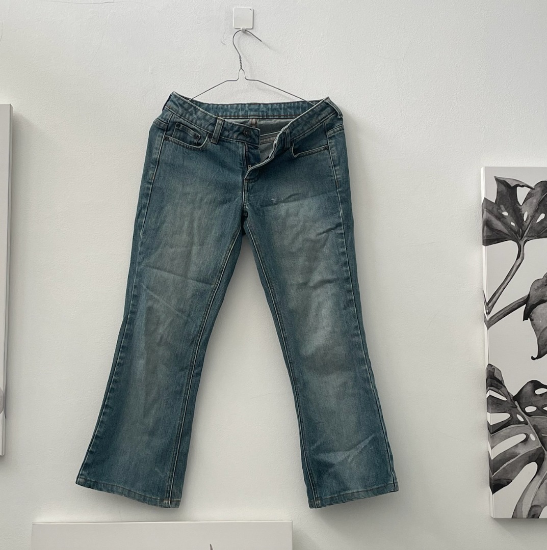 Retro Washed Cutbray Jeans, Fesyen Wanita, Pakaian Wanita, Bawahan di ...