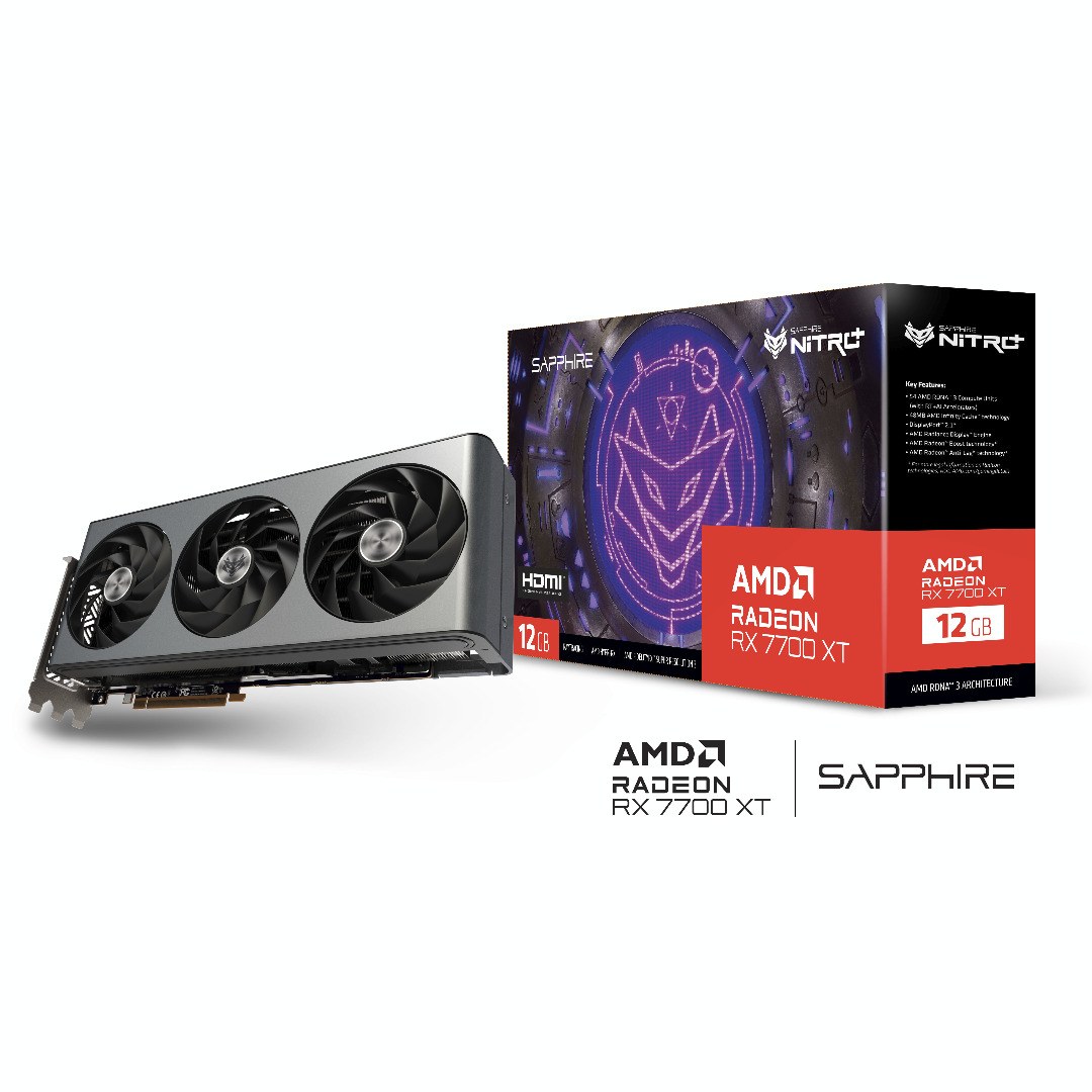 SAPPHIRE NITRO+ AMD Radeon RX 7700 XT 12G GDDR6 11335-02-20G, S88-5E475 ...