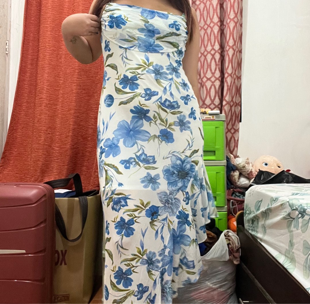 Summer Floral Beach Coconut Girl Asymetrical Maxi Dress Coquette ...