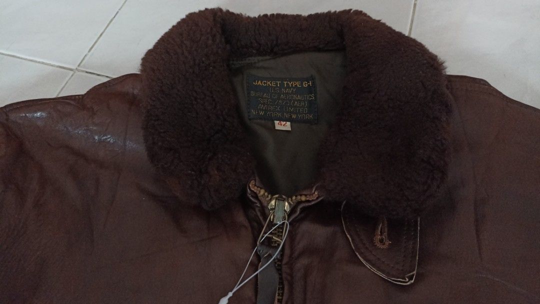 Vintage 80s Avirex USA Navy G1 Leather Jacket Kulit Size 42 or Large As A2 Samurai Flathead ...