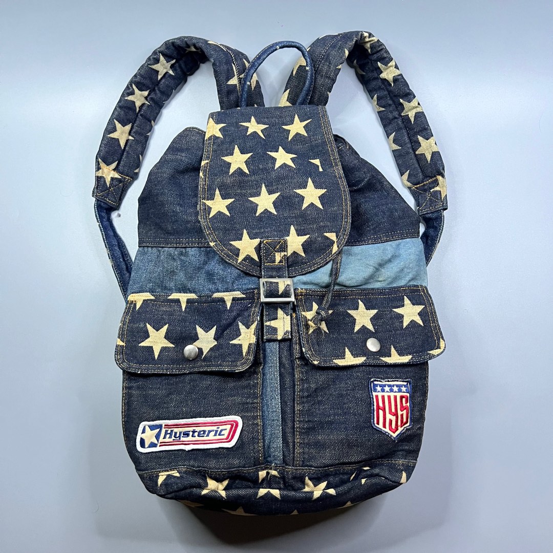(Vintage 90s) Hysteric Glamour - Denim Star Backpack, Men's Fashion ...