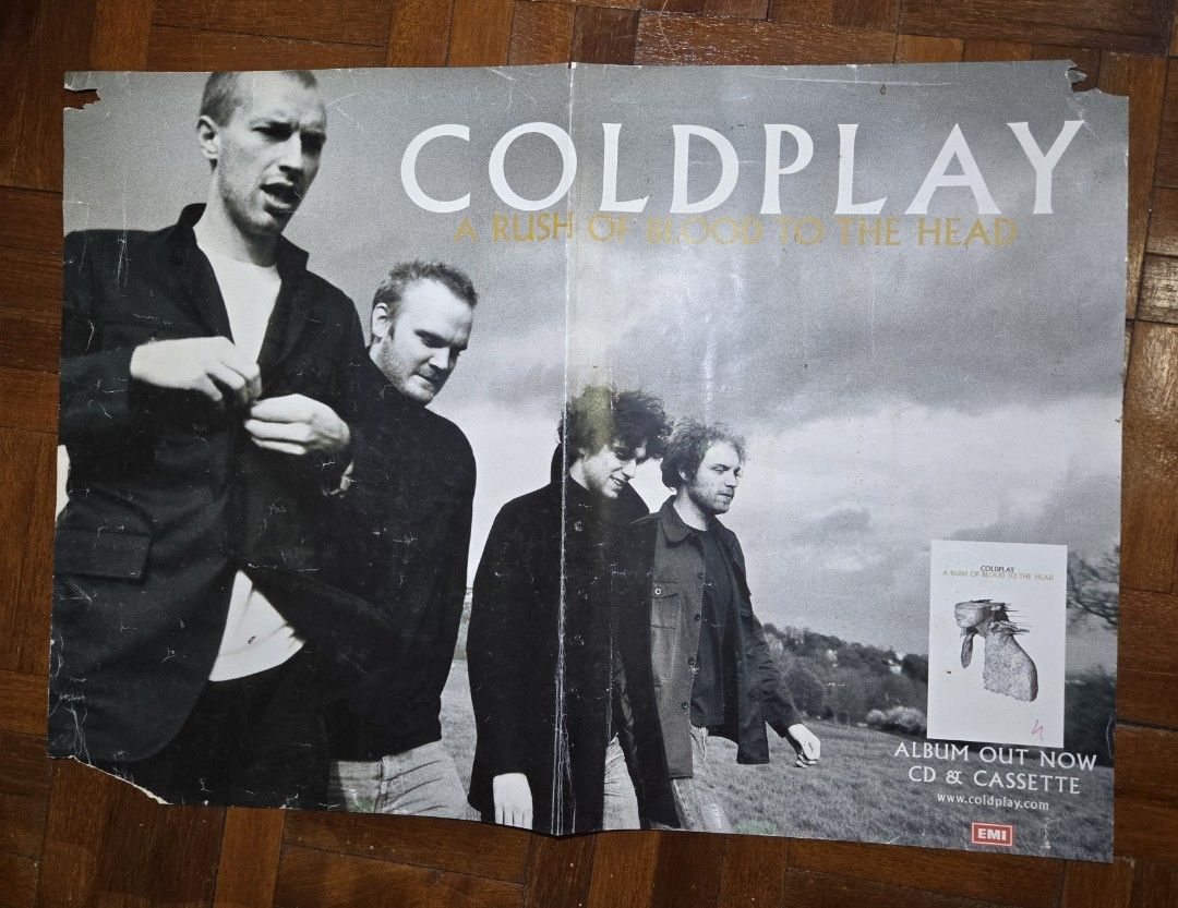 Vintage Coldplay - A Rush of Blood to the Head (2002) Official Promo Poster From Record Store ...