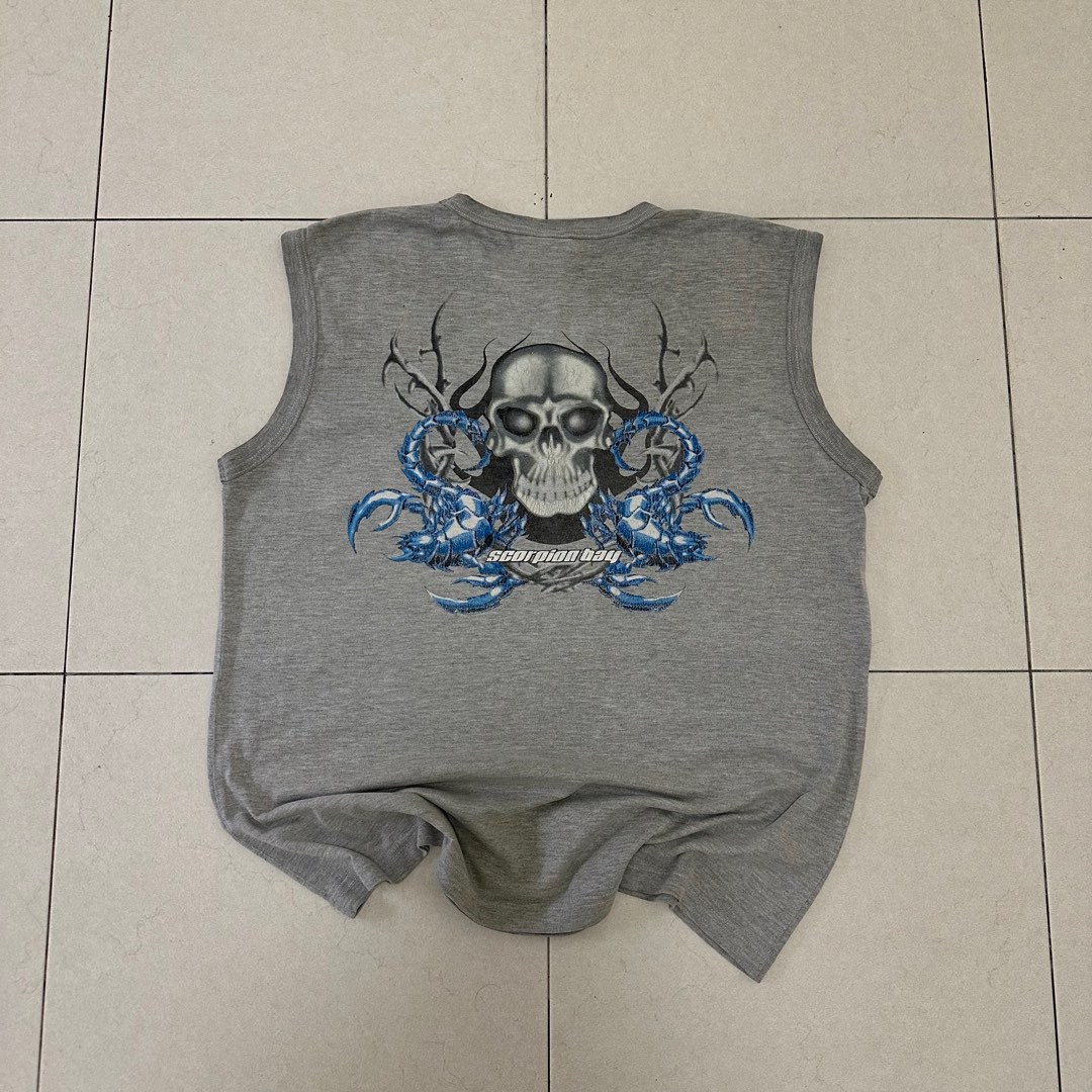 y2k skull emo dragon tribal singlet like harley davidson, Men's Fashion ...