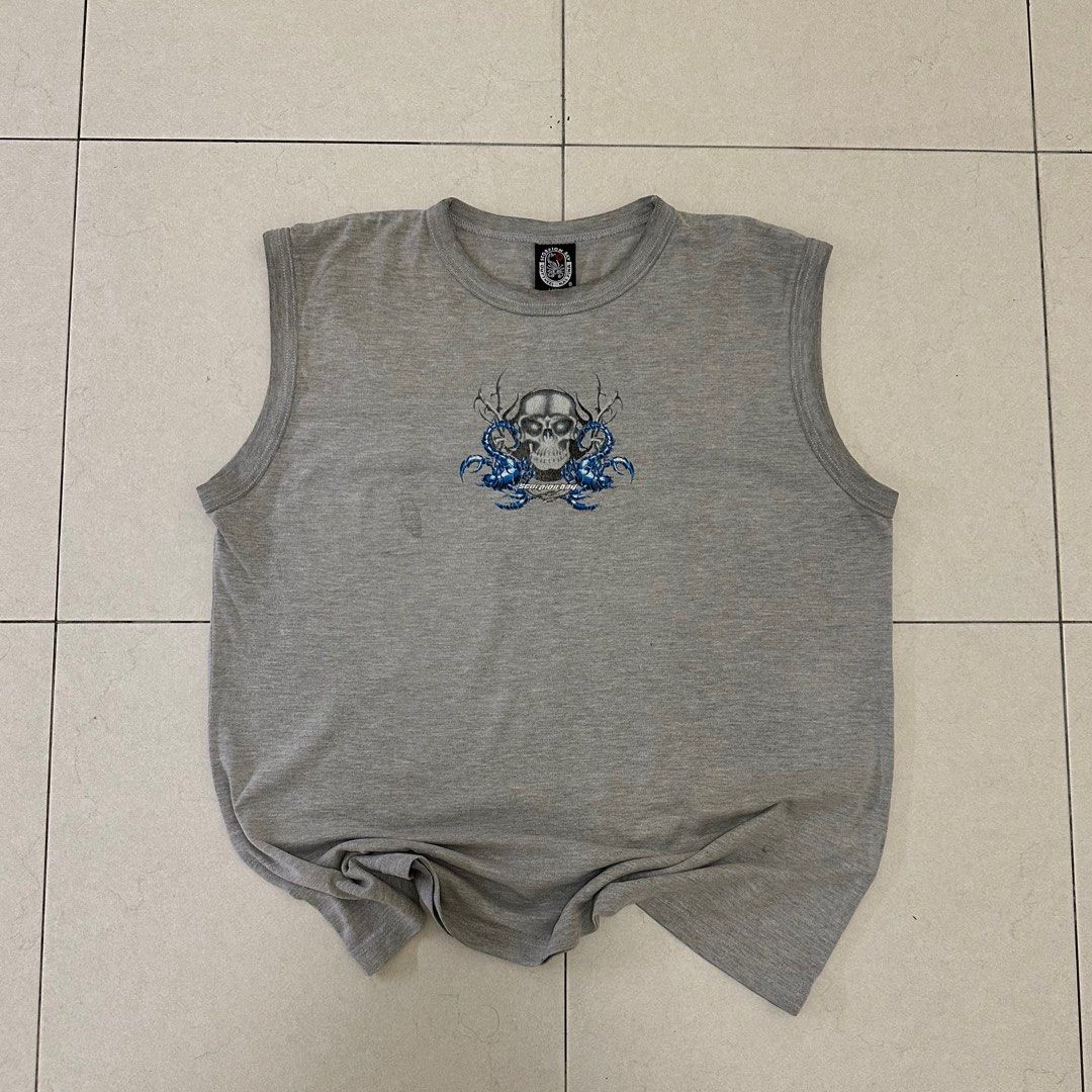 y2k skull emo dragon tribal singlet like harley davidson, Men's Fashion ...