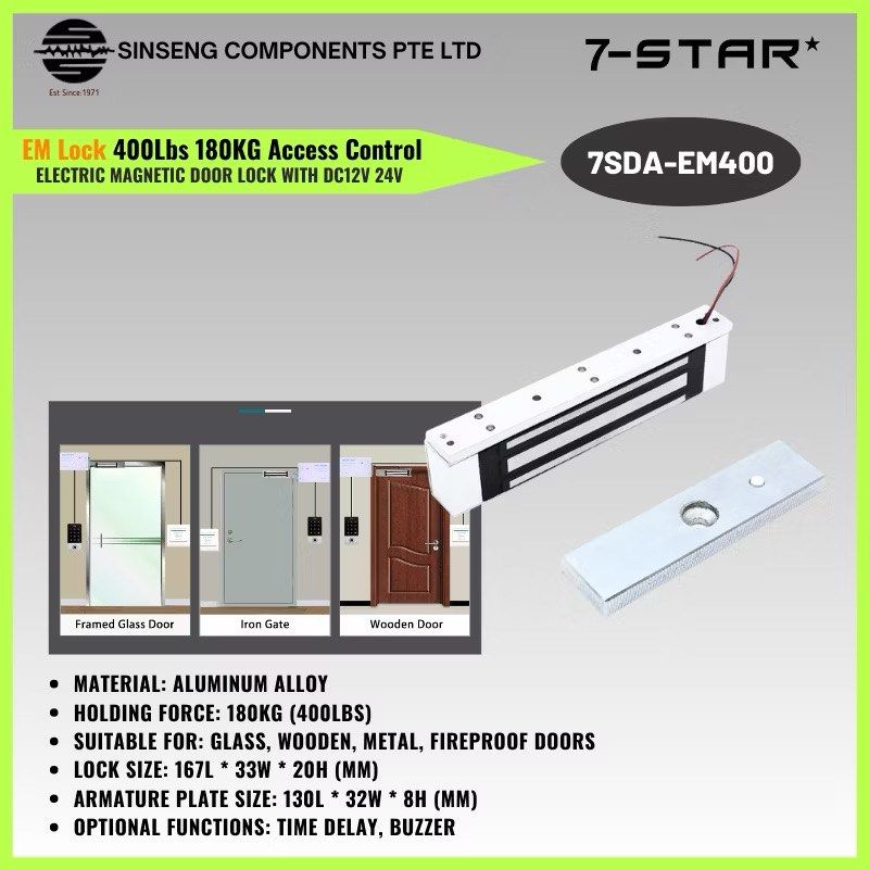 [Retail Exclusive] 7-STAR* IP68 400lbs EM Lock Magnetic Door Lock ...