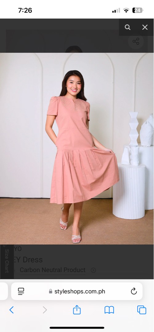 Bayo Dress - Old rose, pleats on skirt, cotton linen. , Women's Fashion ...