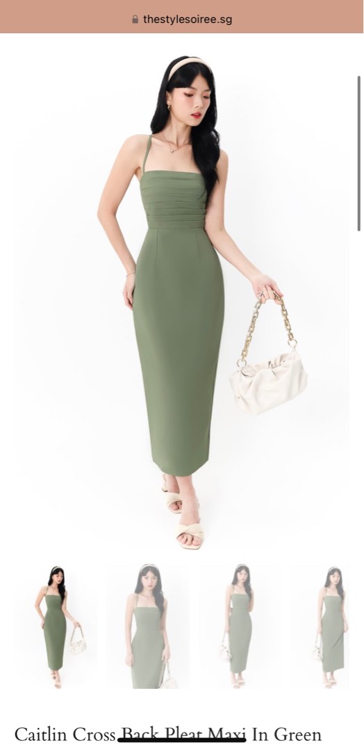 BNIBWT TSS Caitlin Cross Back Pleat Maxi Dress, Women's Fashion, Dresses & Sets, Dresses on ...