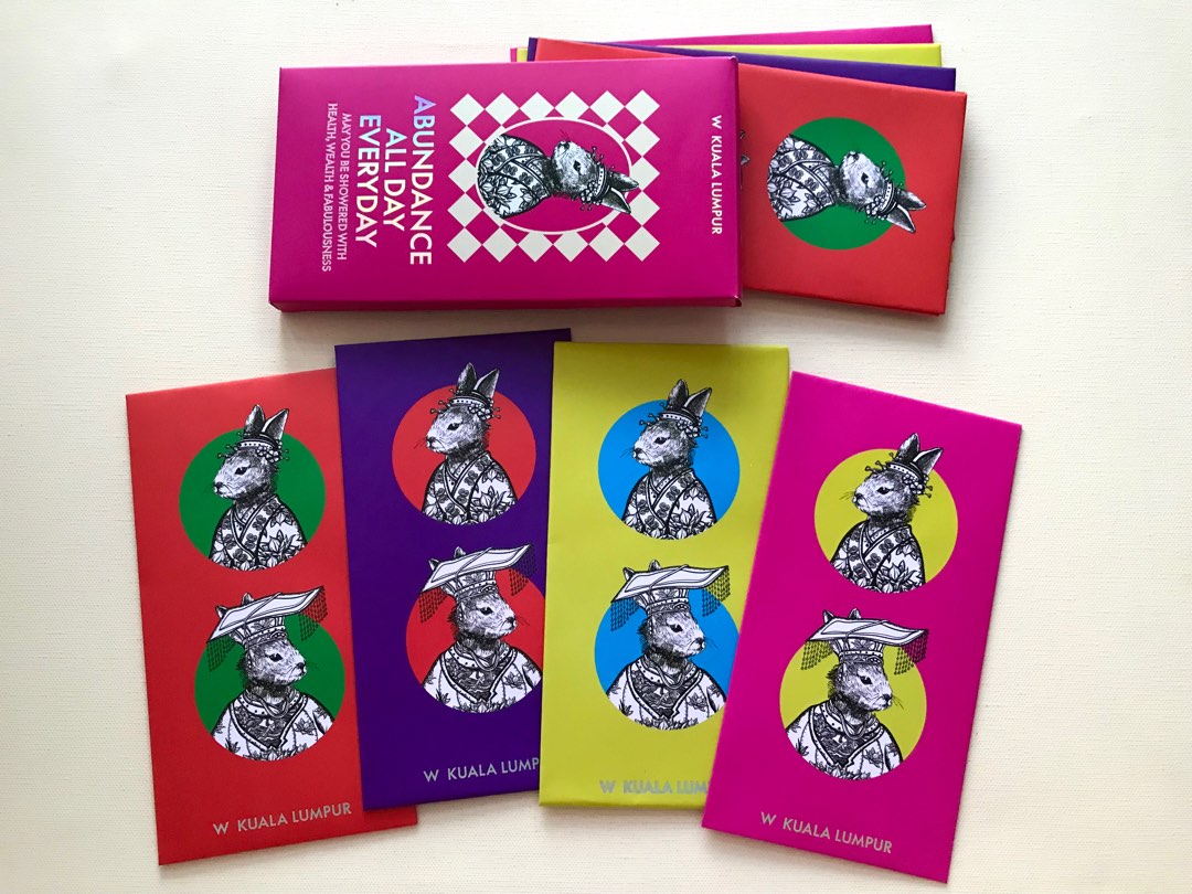 Reserved: Box+8pcs W hotel 2023 rabbit red packet / ang pow pao ...