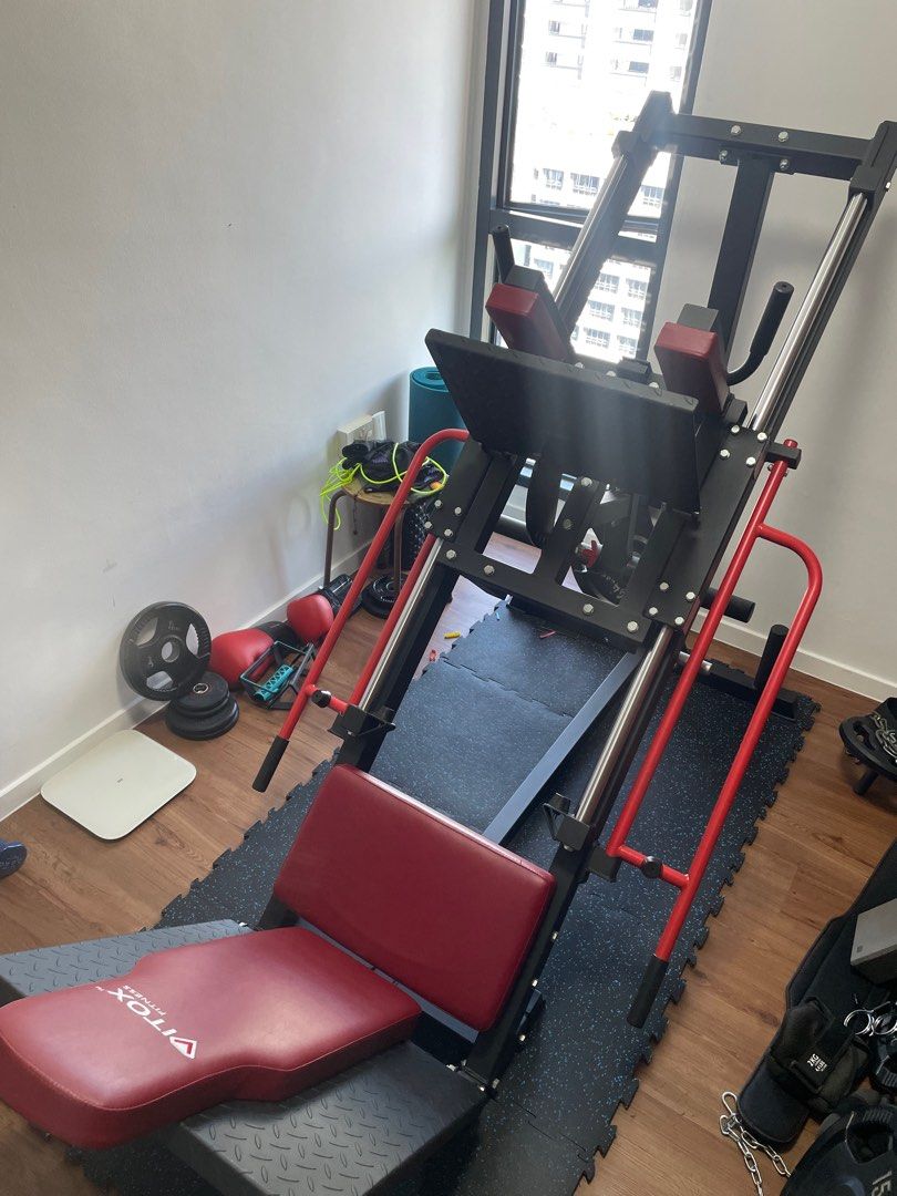 Compact leg press hack squat machine gym strength quad hamstring home ...