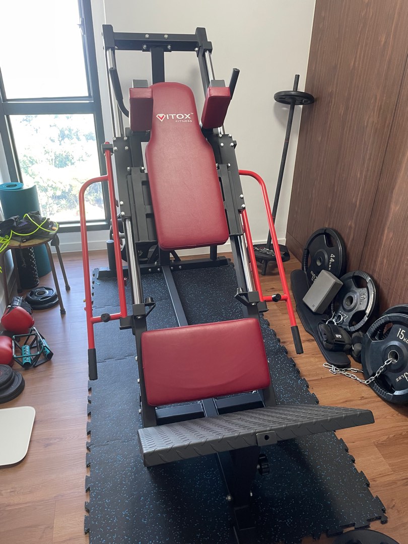 Compact leg press hack squat machine gym strength quad hamstring home ...
