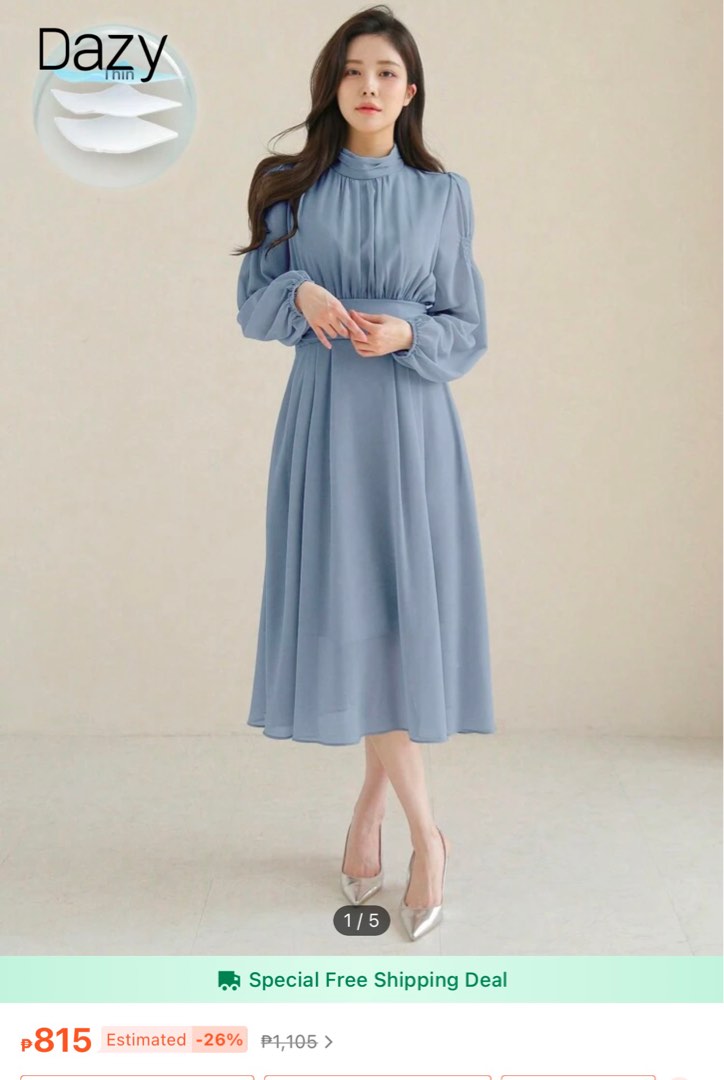 DAZY DUSTY BLUE DRESS, Women's Fashion, Dresses & Sets, Dresses on ...