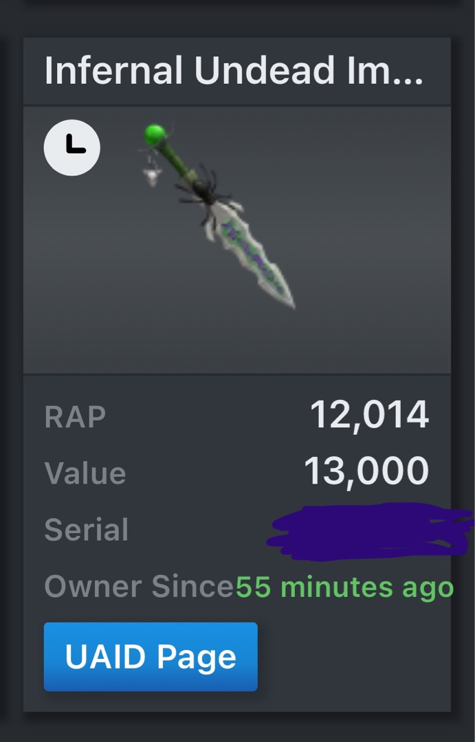 [FOR SALE] Clean Roblox Infernal Undead Immortal Sword, Video Gaming ...