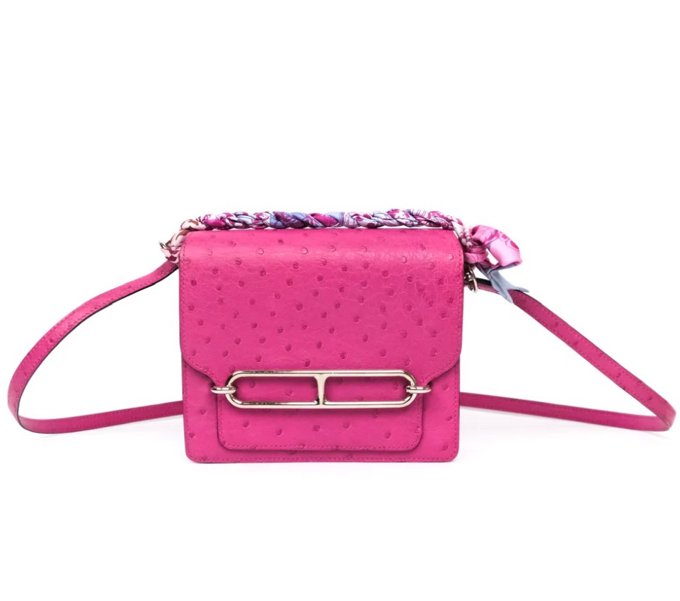 Hermes Mini Roulis Rose Pourpre Ostrich PHW, Luxury, Bags & Wallets on ...