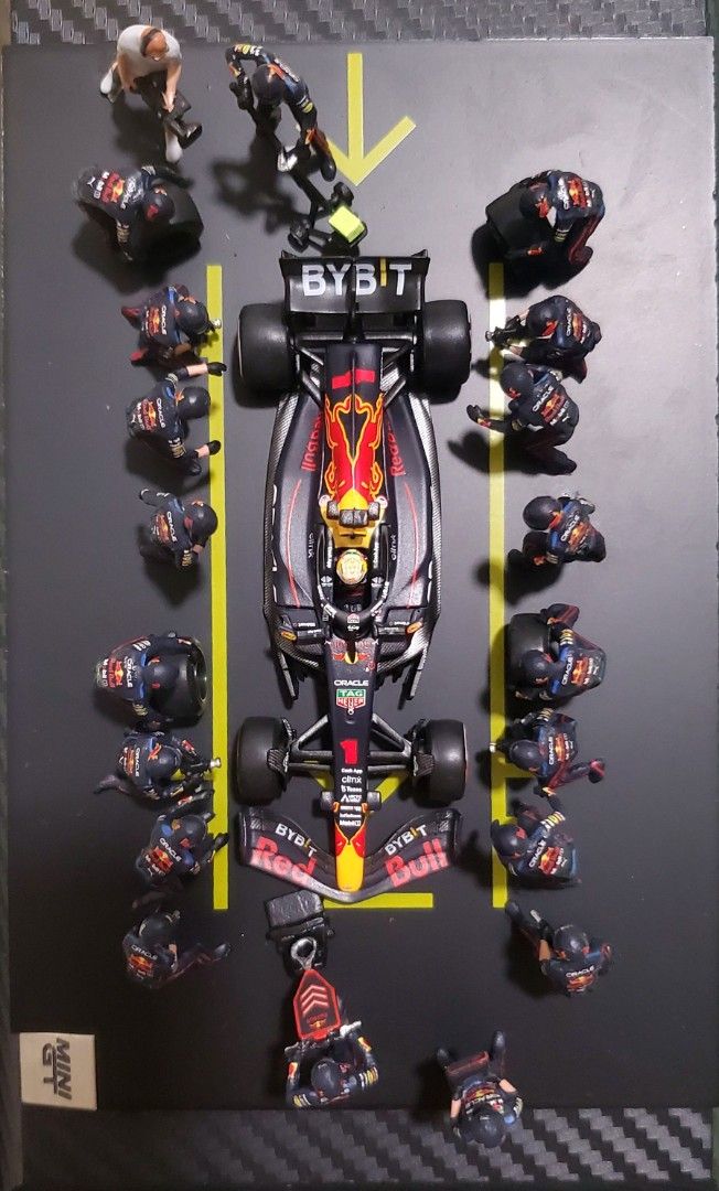 Mini GT F1 Oracle Red Bull Racing MV1 Max Verstapprn Crew Set, Hobbies ...