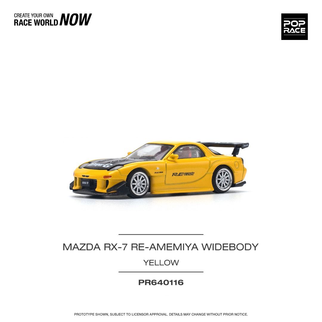 Pop Race 1/64 Mazda RX7 Re Amemiya Widebody Yellow PR640116 Diecast Scale Model, Hobbies & Toys ...