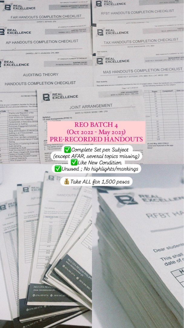 REO PRE-RECORDED HANDOUTS, Hobbies & Toys, Books & Magazines, Textbooks ...