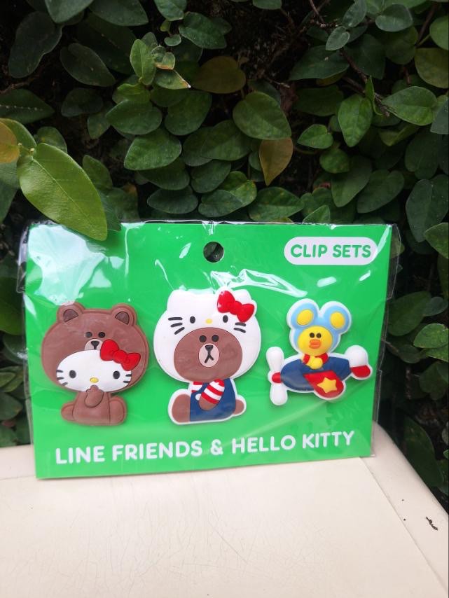 Sanrio Hello Kitty x Line friends clip set, Hobbies & Toys, Stationary ...