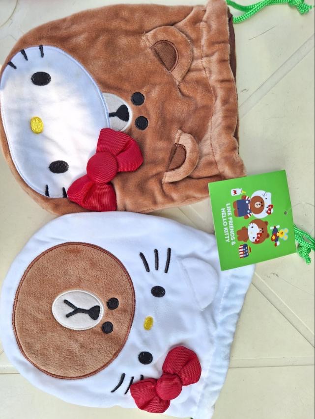 Sanrio hello kitty x line friends pouch set, Women's Fashion, Bags ...