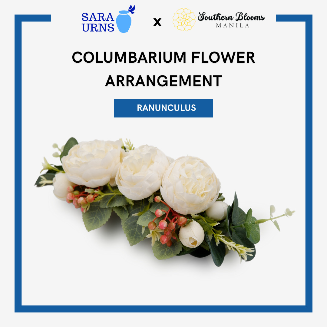 [saraurnsph] Ranunculus Columbarium Flower Arrangement White Wreath ...
