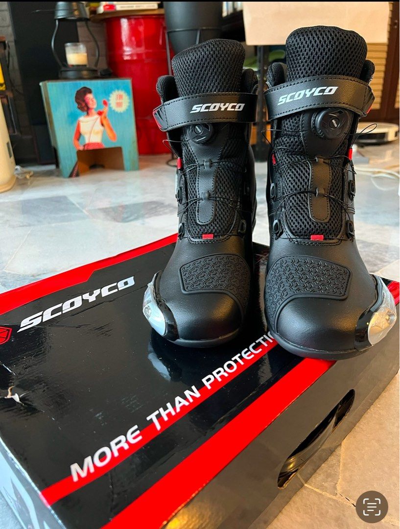 SCOYCO Motorcycle Shoes Moto Motorbike High Ankle Stainless Steel ...